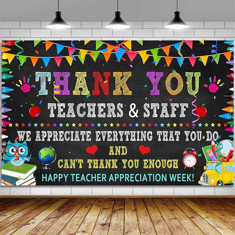 5.9x3.6Ft Thank You Teachers Banner Backdrop, Teacher Appreciation Week ...