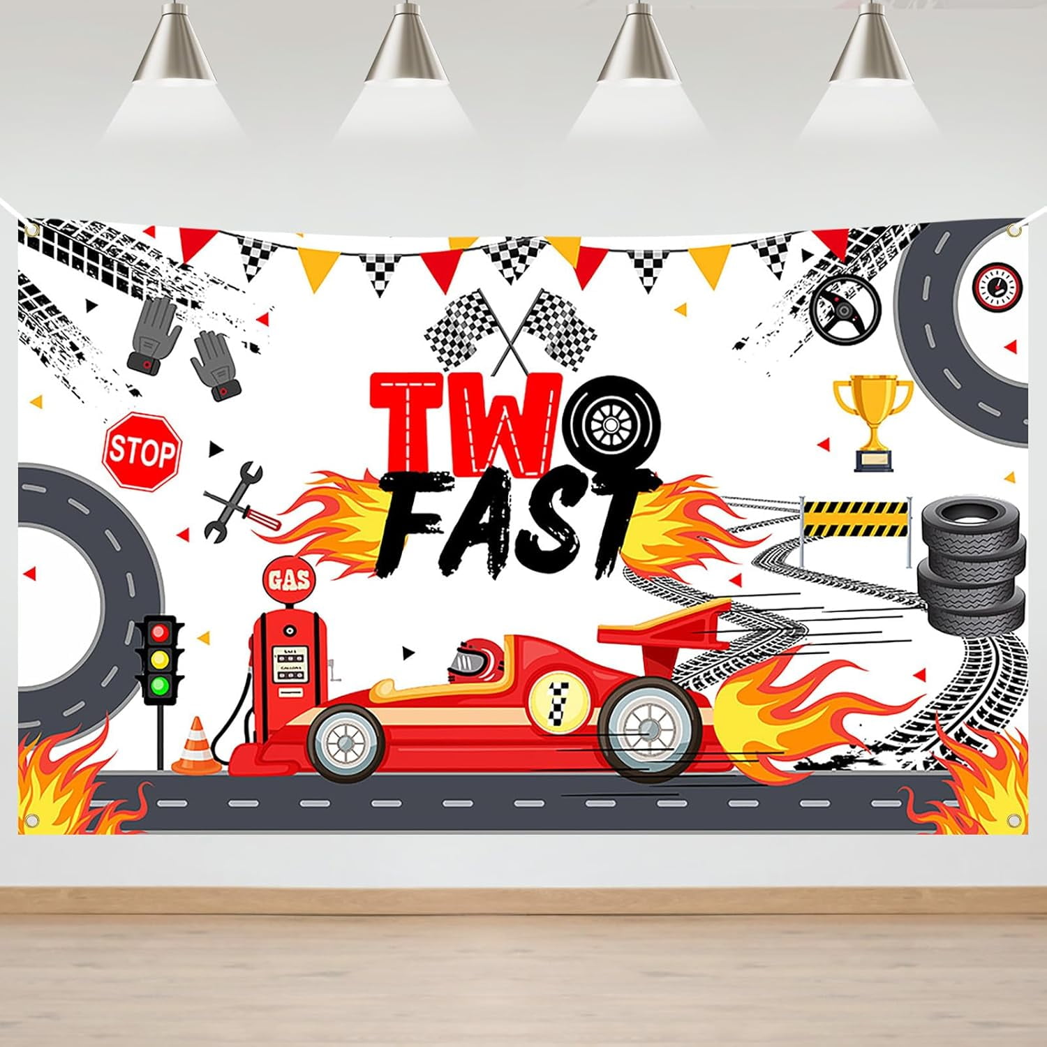 5.9x3.6Ft Two Fast Birthday Backdrop Racing Car 2nd Birthday ...