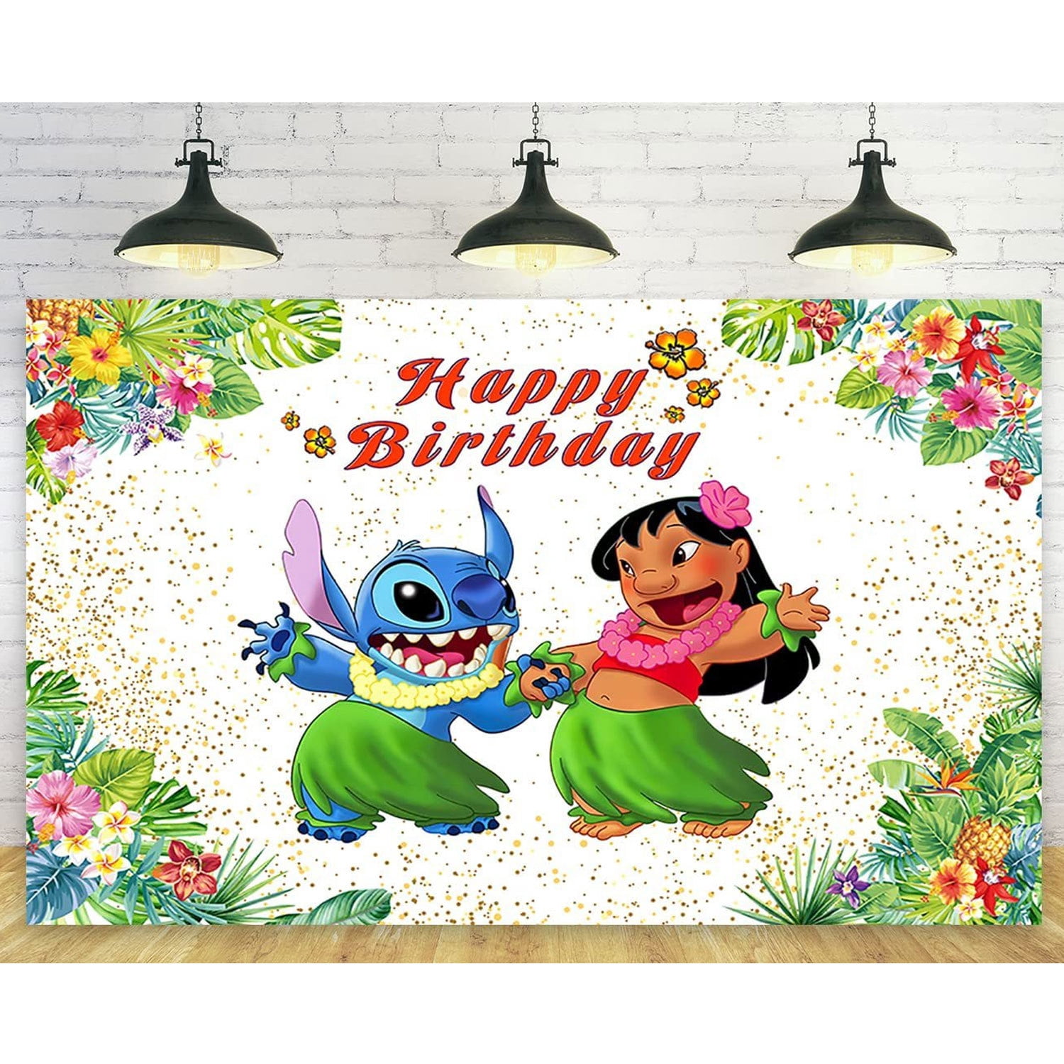 5.9x3.6ft Stittch Birthday Anime Theme Backdrops Banner Birthday Party ...