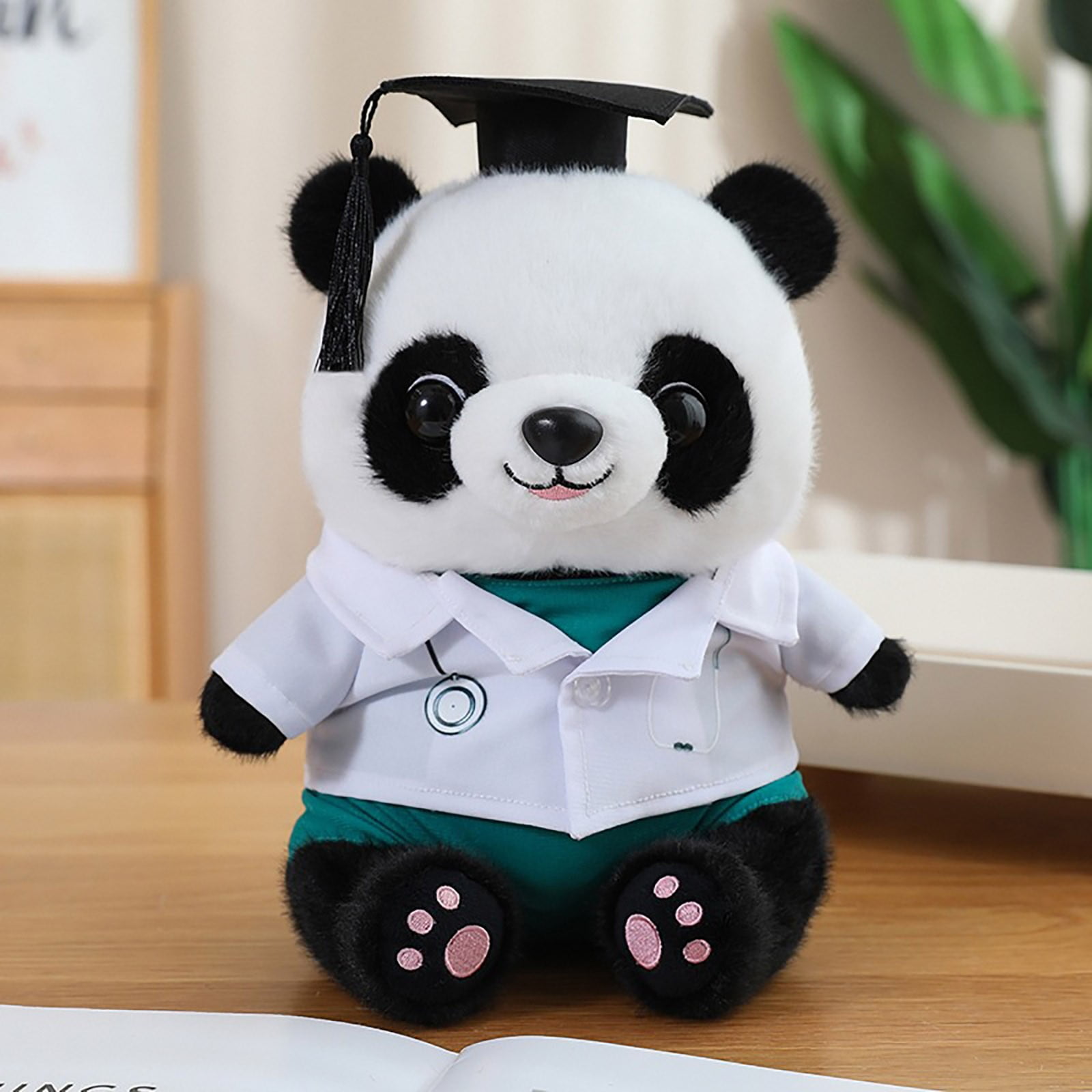 5.9x3.9x9.8in Stuffed Animal Panda, Soft Short Plush Graduation Bear ...