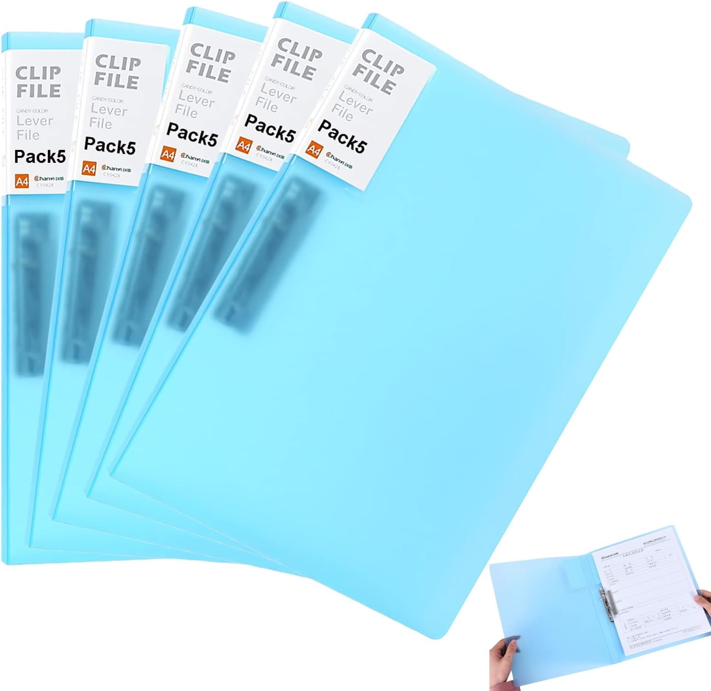 5 A4 Clamp Binder Candy Colour File Folder - Clamp File Storage Folders ...