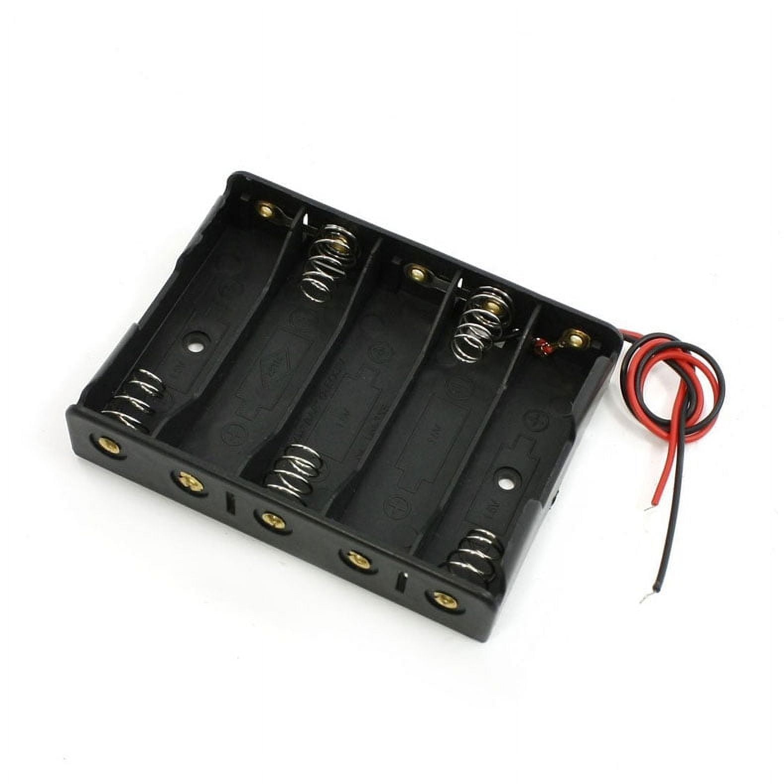 5-AA Slots Battery Spring Clip Holder Case Plastic Storage Box Flat ...