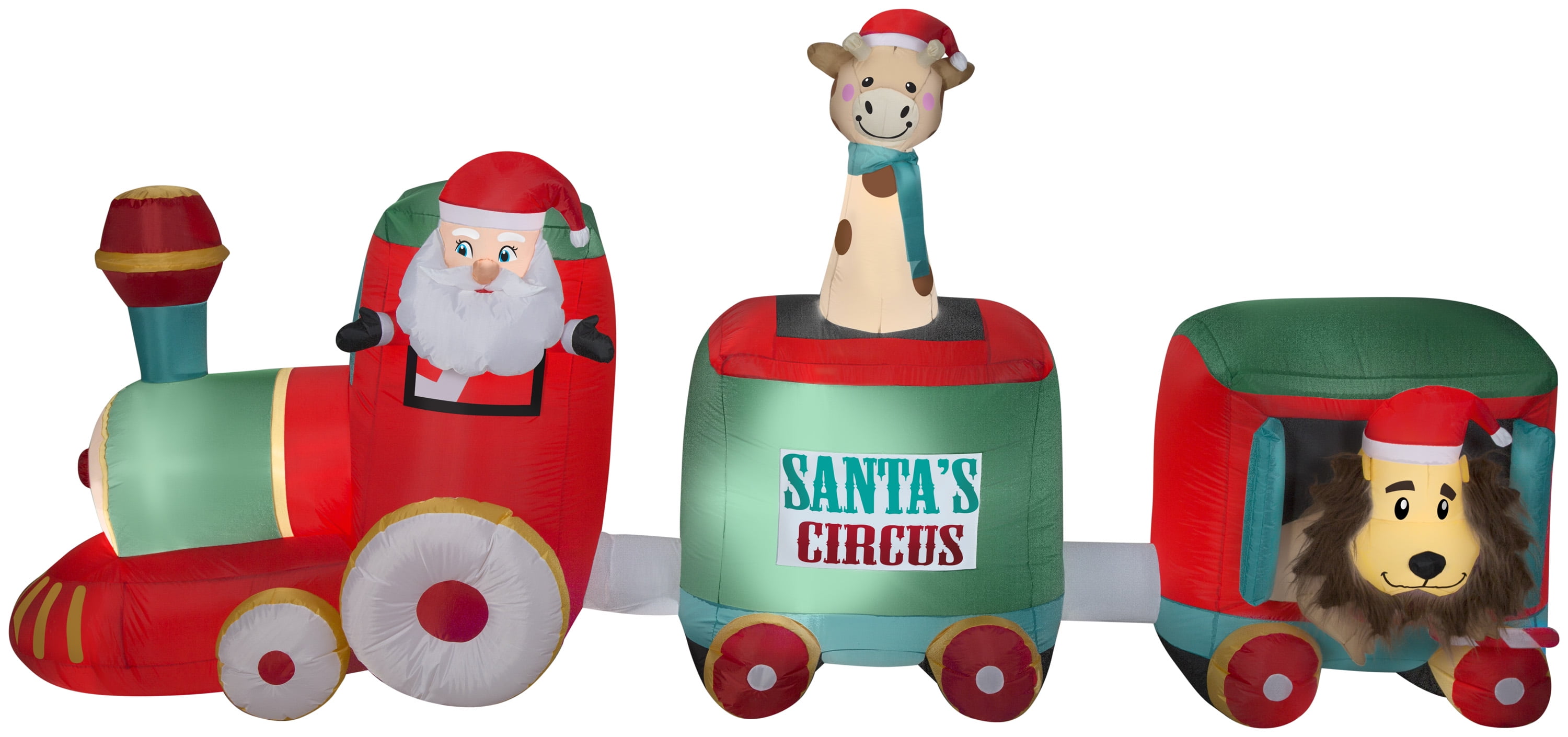 5' Airblown Mixed Media Santa in Circus Train Giant Christmas ...