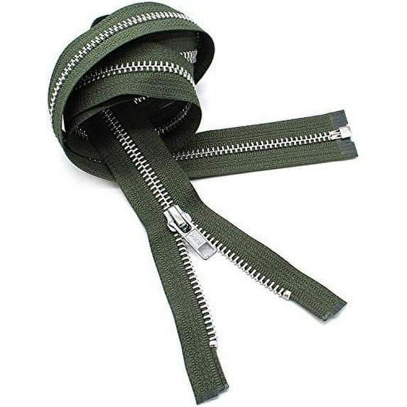 #5 Aluminum Medium Weight Olive Green Metal Separating YKK Jacket Zipper - Choose Length - Color ...