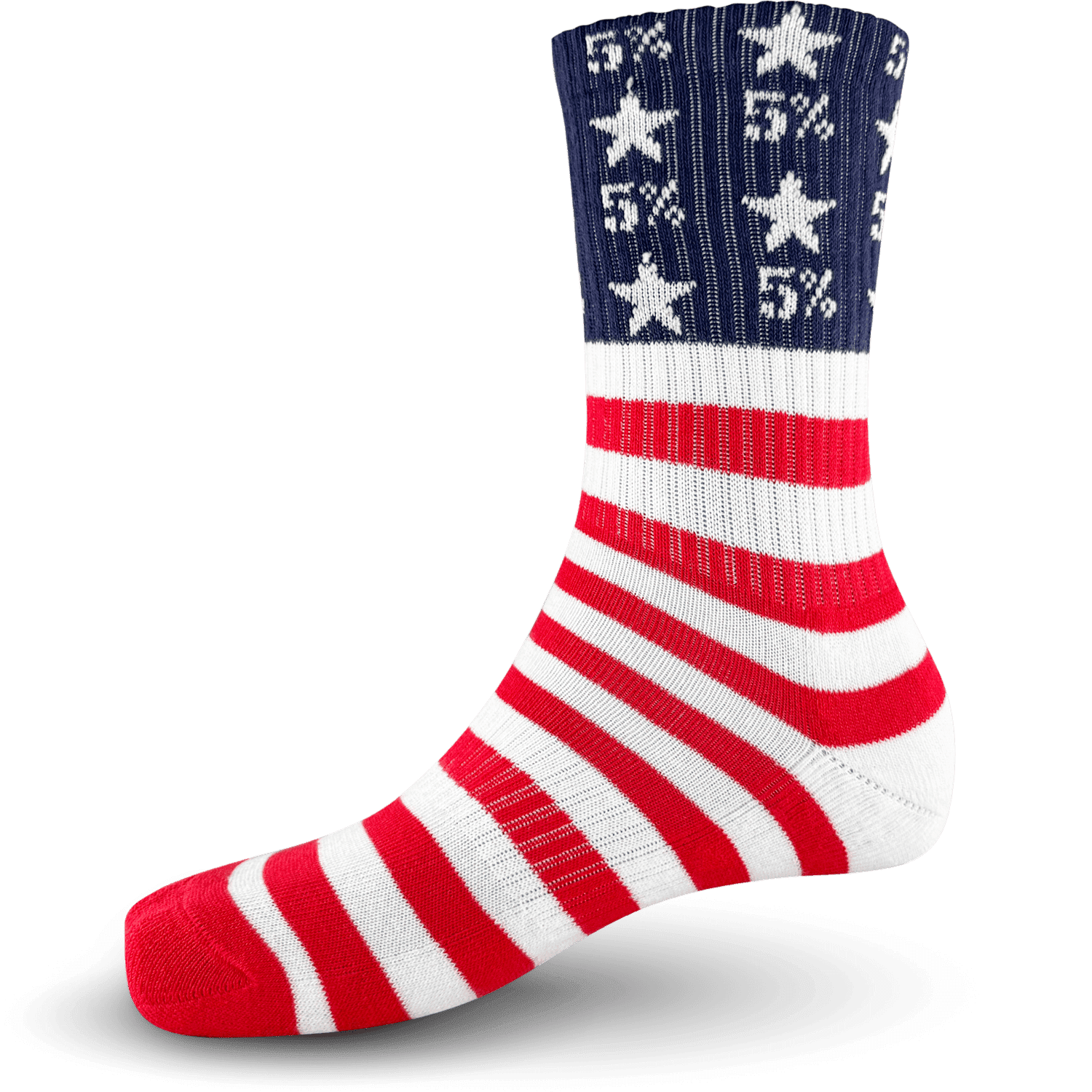 5% Nutrition Crew Socks, American Flag Blue with Red & White Stripes ...