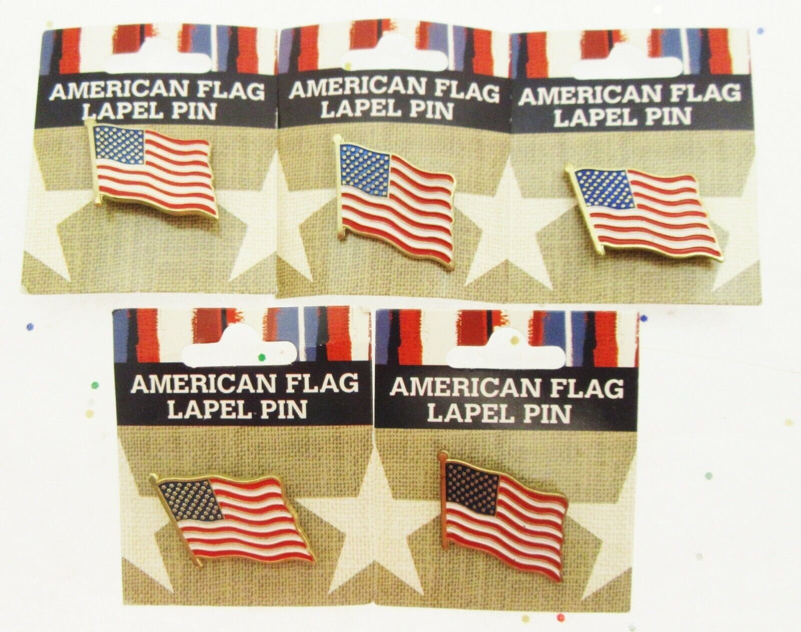 5 American Flag Lapel Pins Red White Blue Patriot Holiday Memorial ...