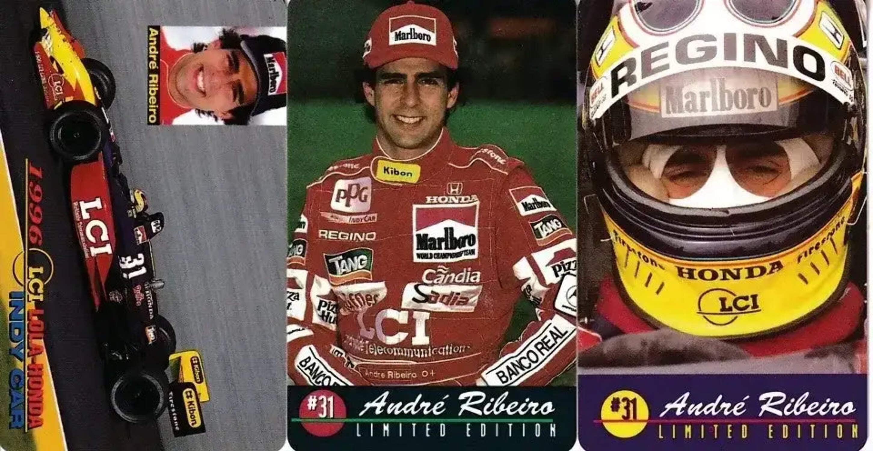 Set of 3 Andre Ribeiro 1996 CART Indy Car auto racing LCI phone cards ...