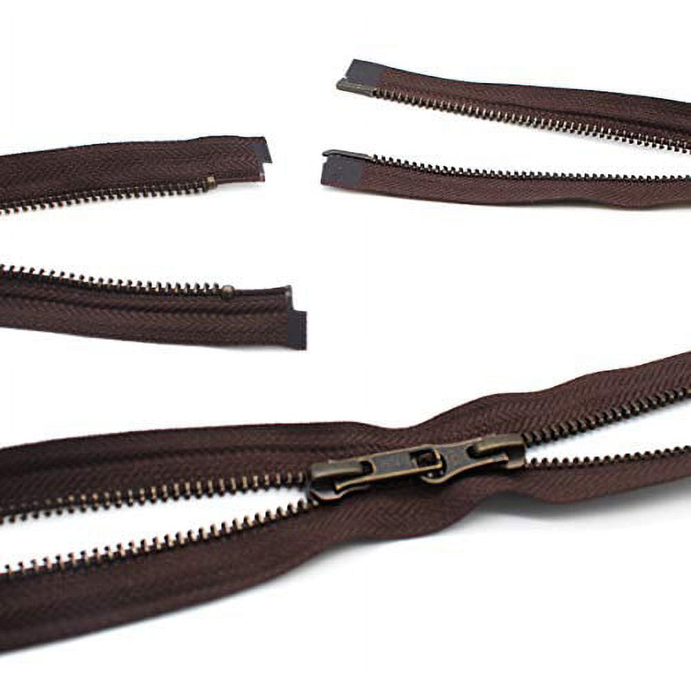 #5 Antique Brass Brown Medium Weight 2-Way YKK Jacket Separating Zipper - Color Brown #570 ...