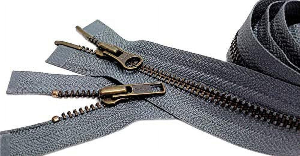 #5 Antique Brass Grey Medium Weight 2-Way YKK Jacket Separating Zipper ...