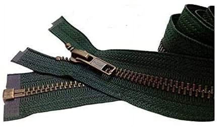 #5 Antique Brass Hemlock Green Medium Weight YKK Jacket Separating Zipper - Choose Your Length ...