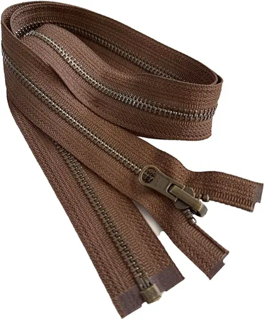 #5 Antique Brass Metal YKK Medium Weight Inside/Outside Reversible Slide Jacket Zipper ...