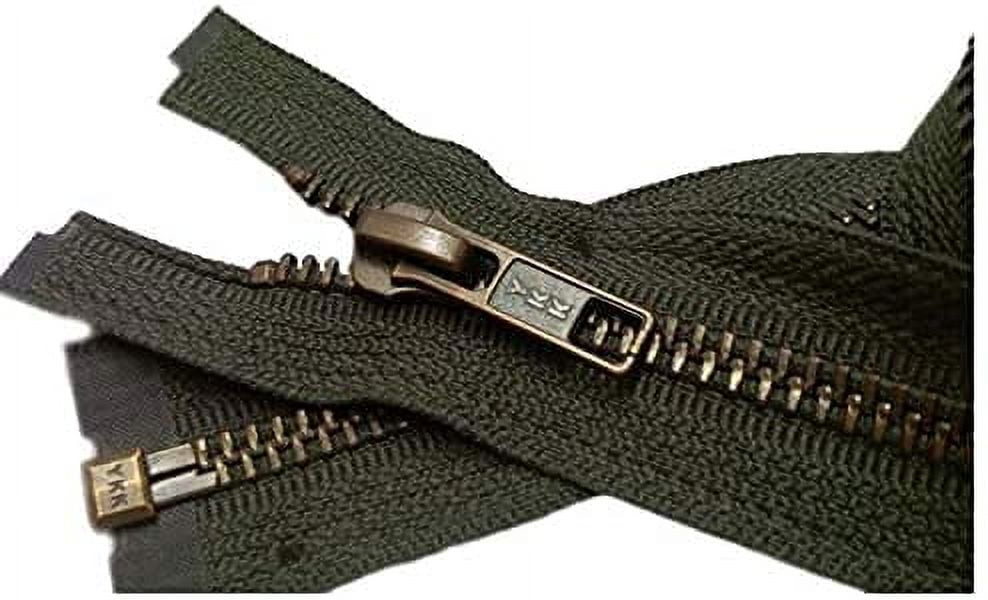 #5 Antique Brass Olive Green Medium Weight YKK Jacket Separating Zipper - Choose Your Length ...