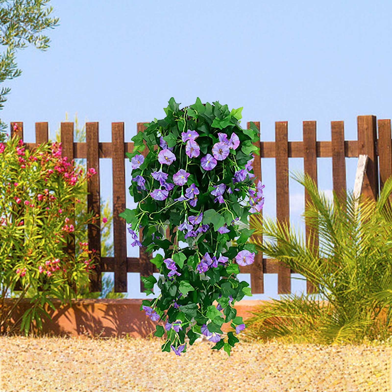 5-Arm Artificial Morning Glory Wall Hanging – 28Inch Bendable Silk ...