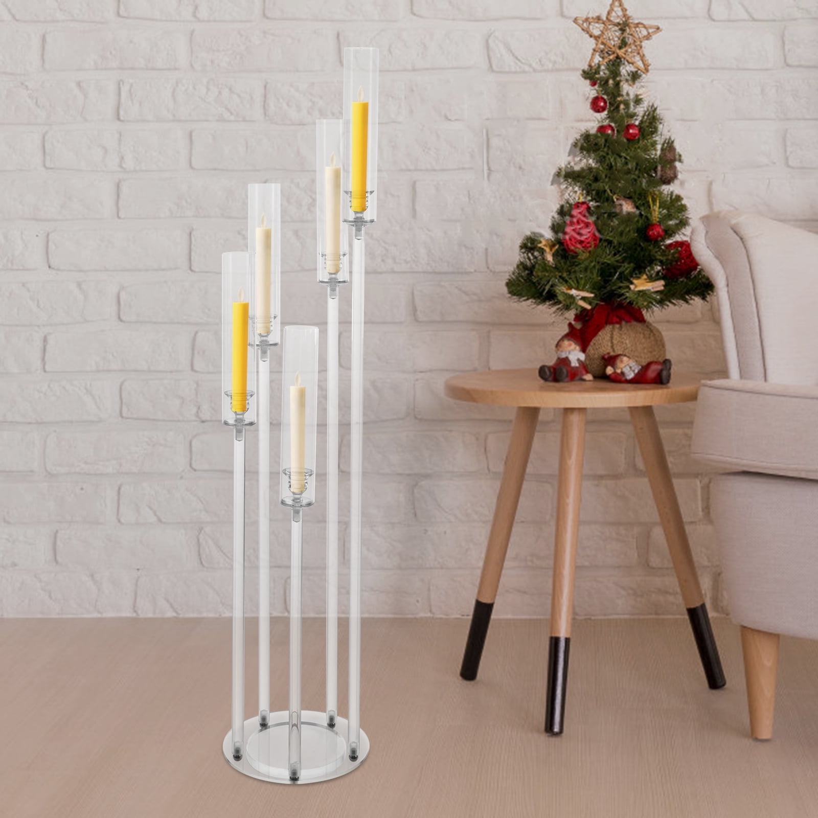 Clear 5 - Arm Acrylic Candle Holder,Modern Round Design,5 Heights, 8 ...