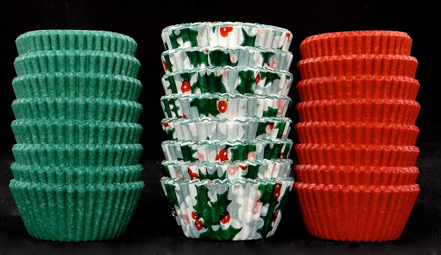#5 Assorted Christmas Candy Cups 600 Pieces, Holly Print, Green and Red ...