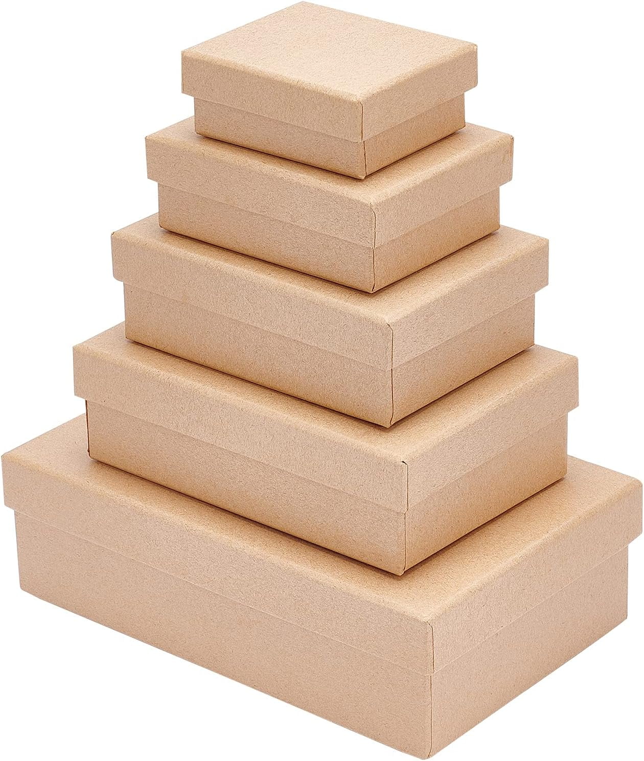 5 Assorted Papier Mache Rectangle Boxes Nesting and Stacking Craft ...