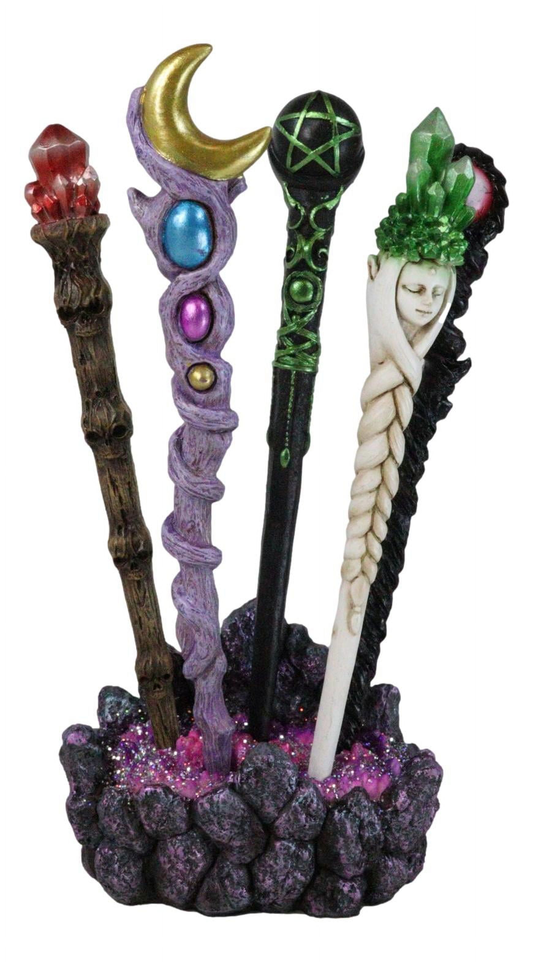 5 Assorted Wizard Magic Wands With Faux Geode Crystals Rock Holder ...