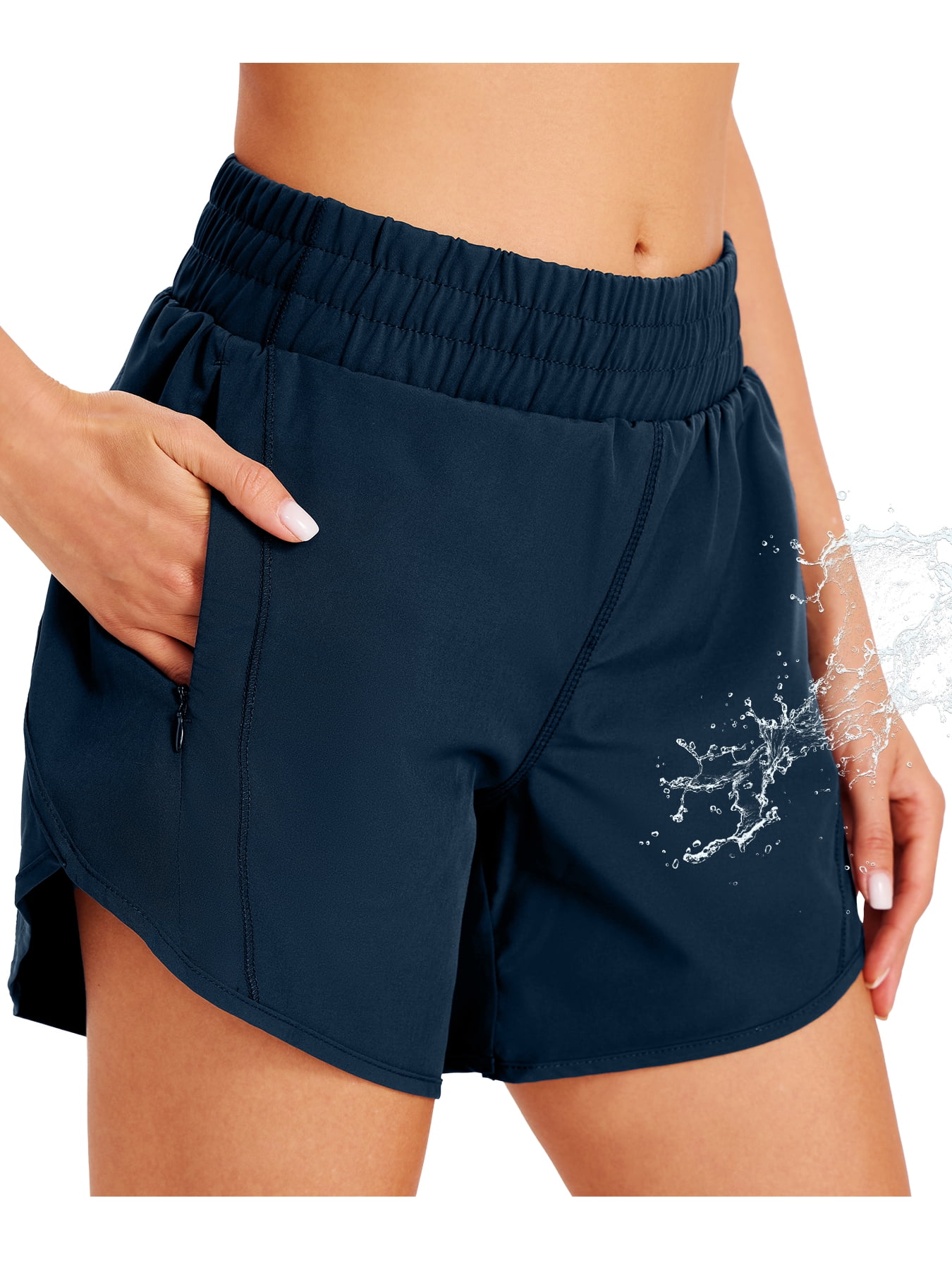 5" Athletic Running Shorts for Women with Zipper Pocket Quick Dry High ...