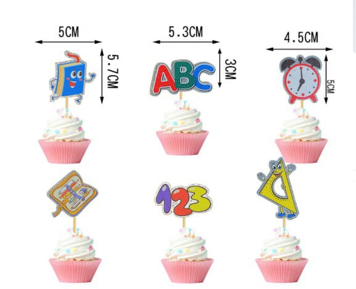 5 Bags of Back-to-School Cupcake Toppers Cake Insert Toppers Dessert ...