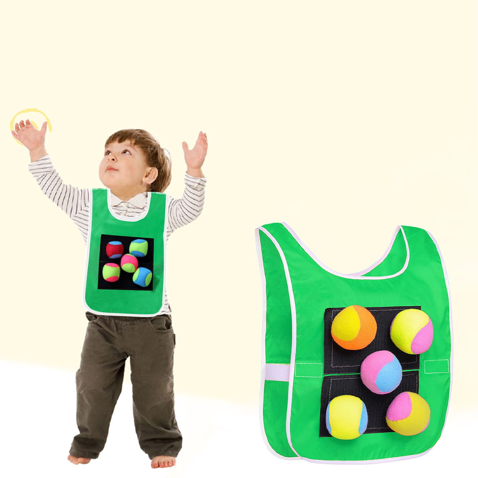 5 Balls Adult Sticky Ball Vest Set for Dodgeball Games, Ball Toss Game ...