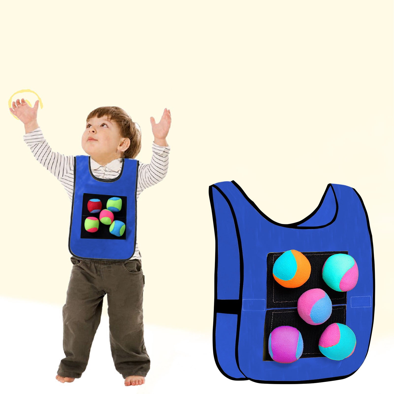 5 Balls Adult Sticky Ball Vest Set for Dodgeball Games, Ball Toss Game ...