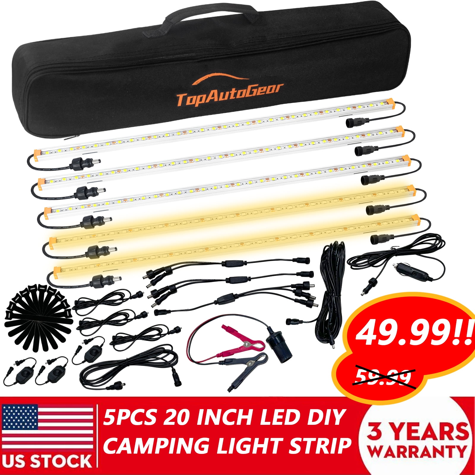 5-Bar LED Lights Kit Camping Light Bar 12V Garage Lights Luces Led ...