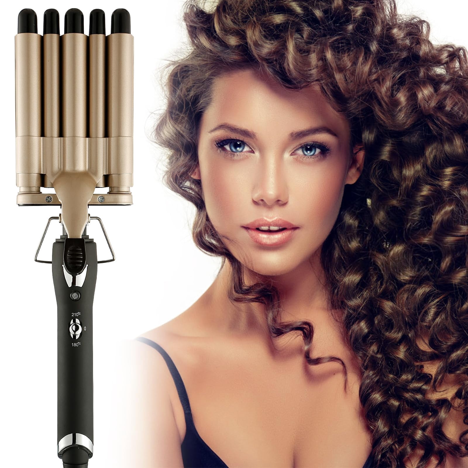 5 Barrel Curling Iron Wand - Ceramic Tourmaline, Fast Heating ...