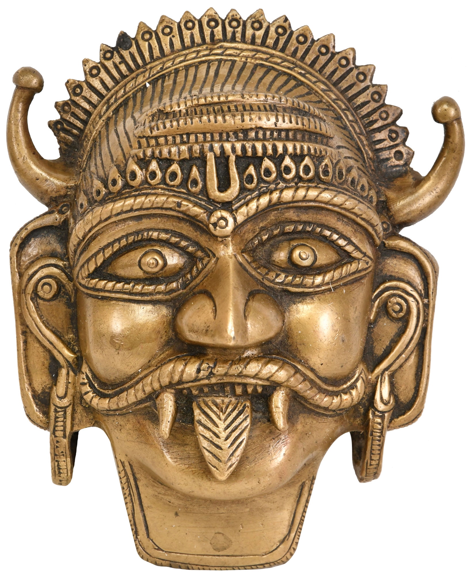5" Bhairava Wall Hanging Mask In Brass | Handmade | Made In India ...