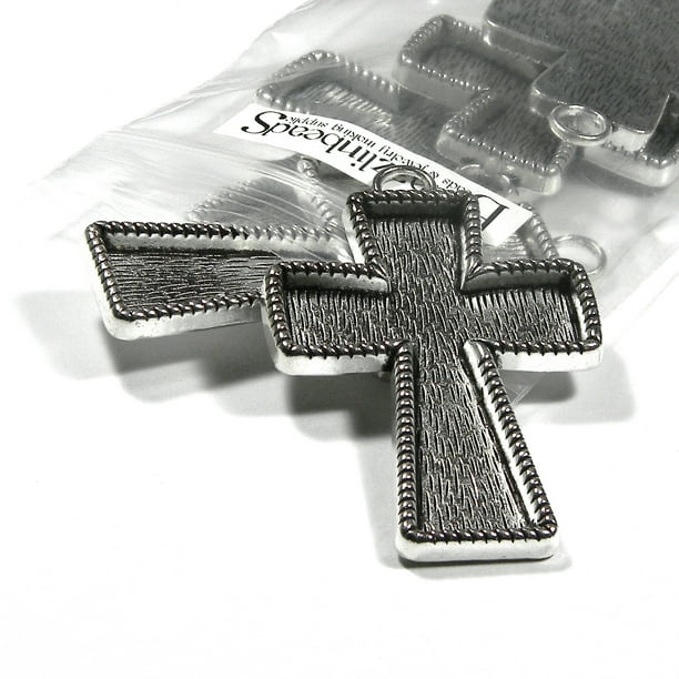 5 Big 2 3/4 inch Cross Pendant Charm Findings with Embellishing Bezel ...