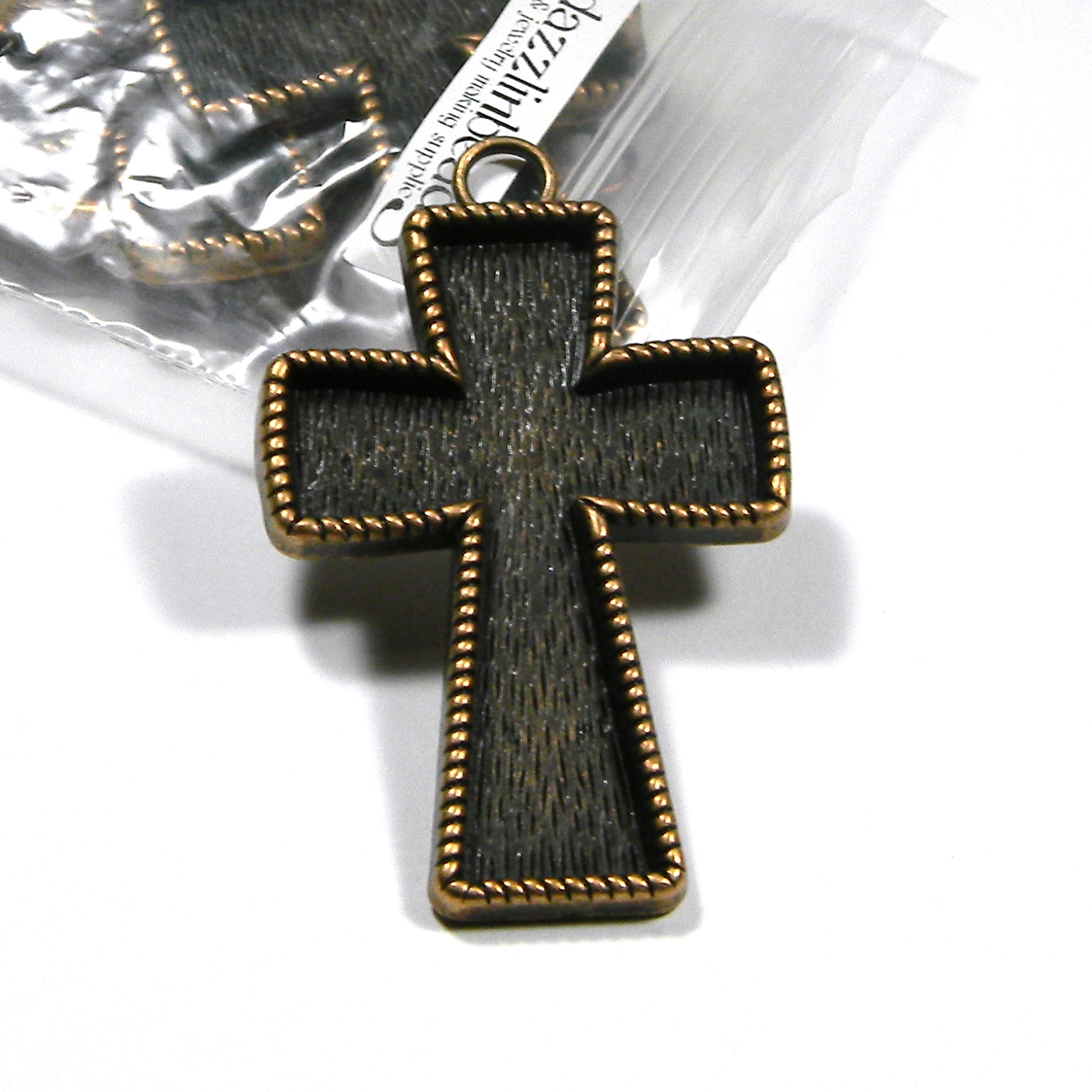 5 Big 2 3/4 inch Cross Pendant Charm Findings with Embellishing Bezel Cup Setting for Resin ...