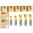 Yonico 14520 5-Bit Dovetail Router Bit Set - 1/2" Shank - For Wood ...