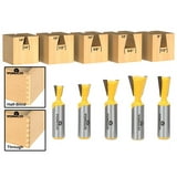 Yonico 14520 5-Bit Dovetail Router Bit Set - 1/2" Shank - For Wood ...