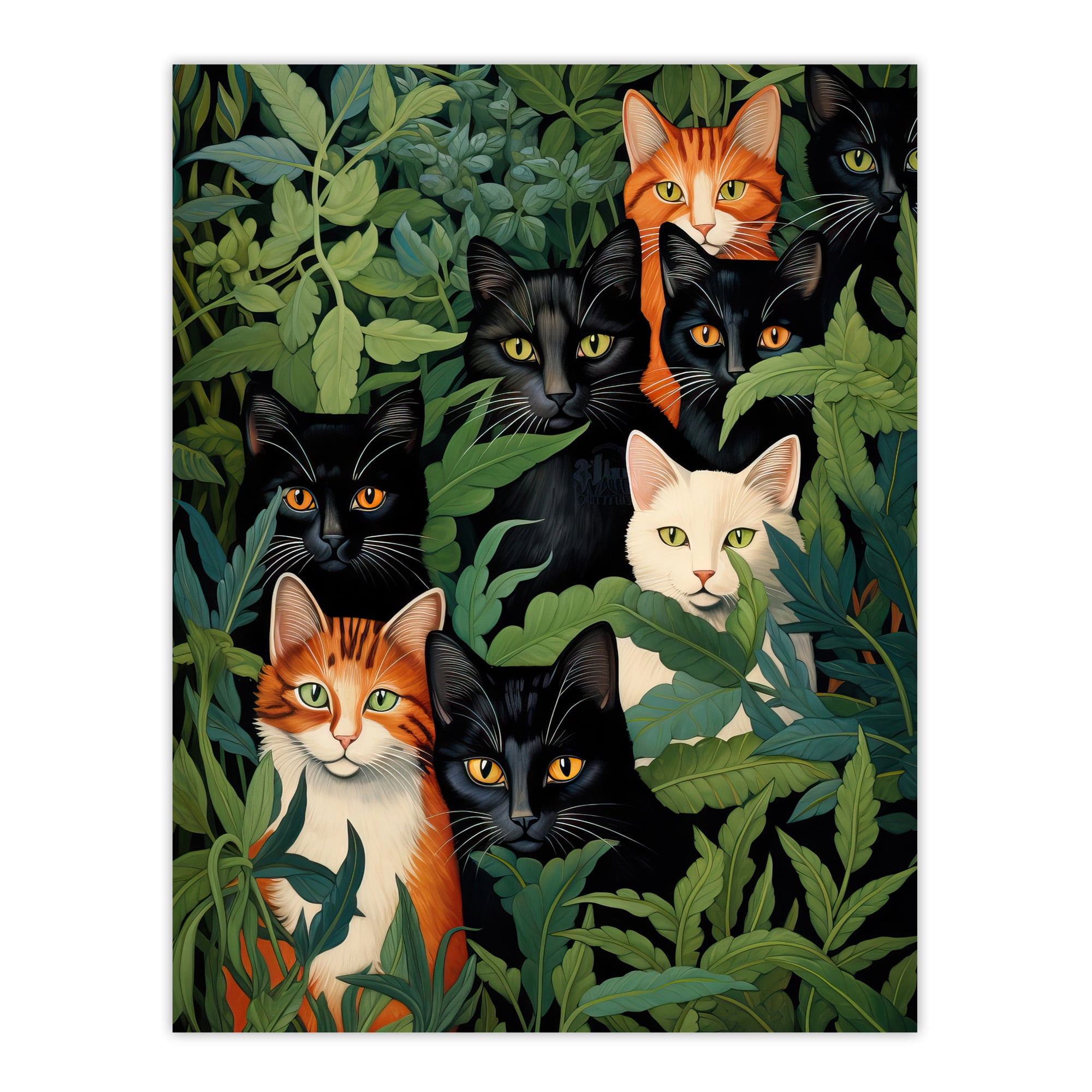 5 Black Cats By Julia Davidson Quirky Black Ginger White Cat Group In ...