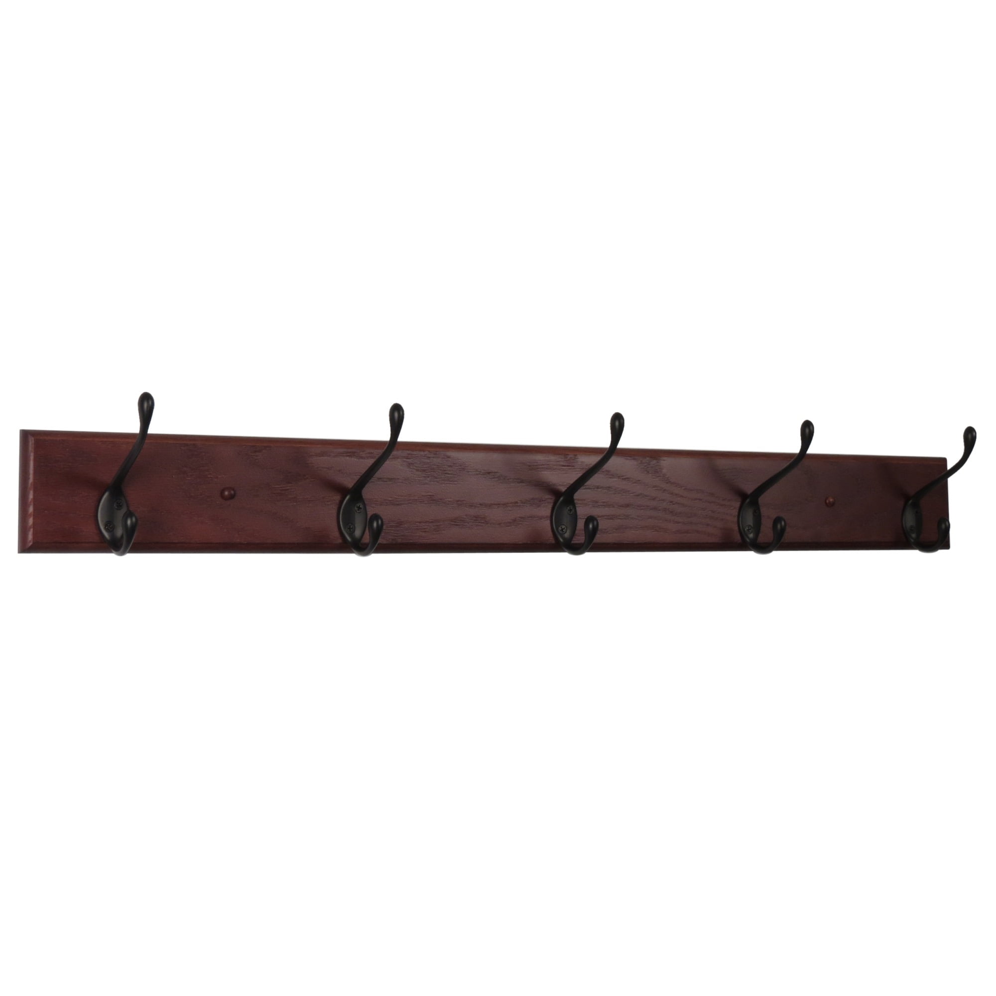 5, Black Hooks, Mahogany Coat Rack (Set of 2) - Walmart.com