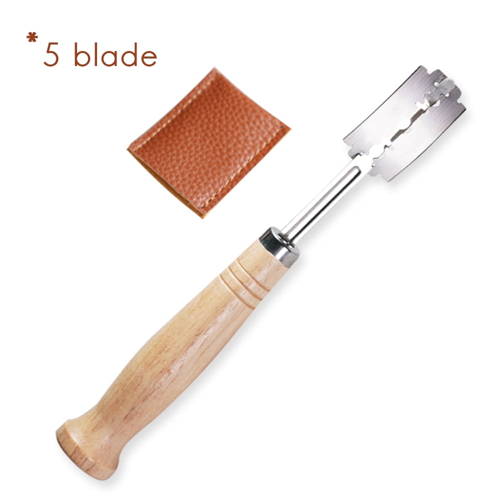 5-Blade Curved Bread Lame for Slicing & scoring, Leather Sheath ...