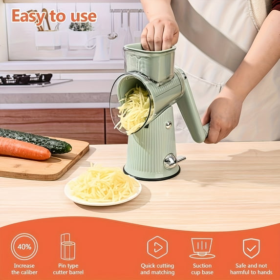5-Blade Hand Crank Vegetable Slicer, Multi-Shredder with Suction Base ...