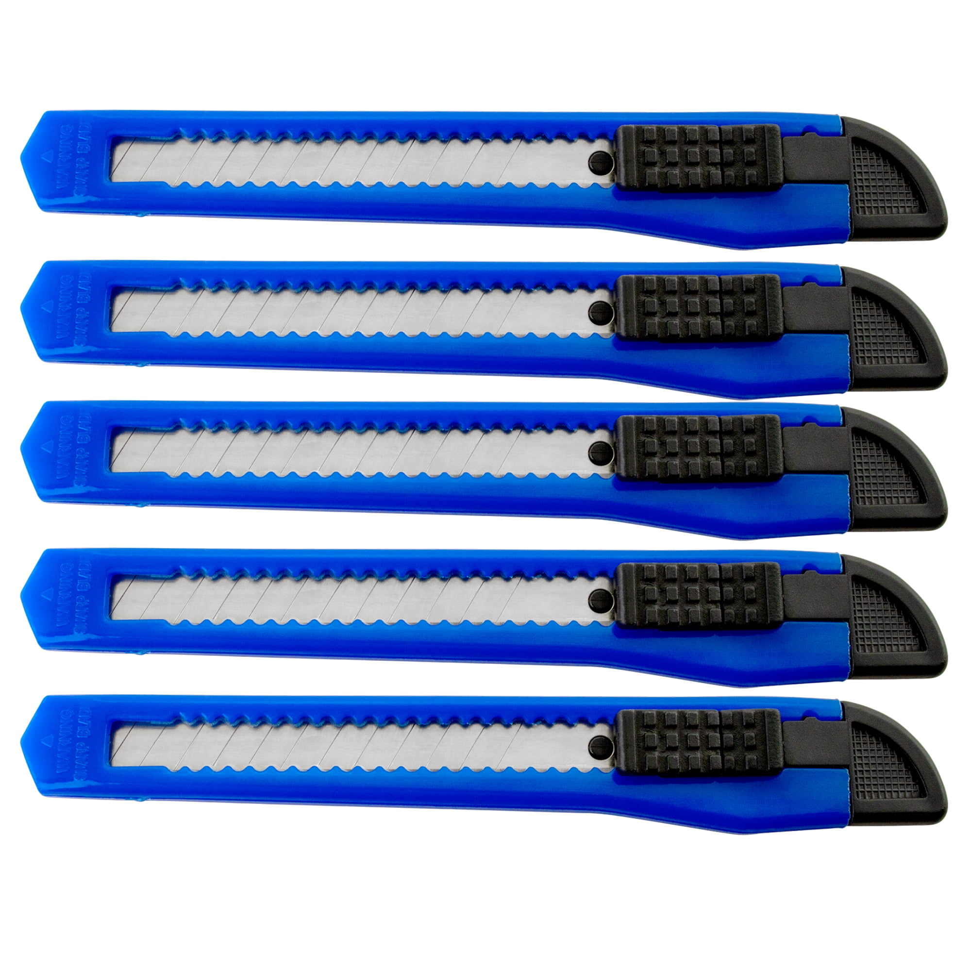 5 Blue Utility Knife Box Cutters Heavy Duty Industrial Strength ...