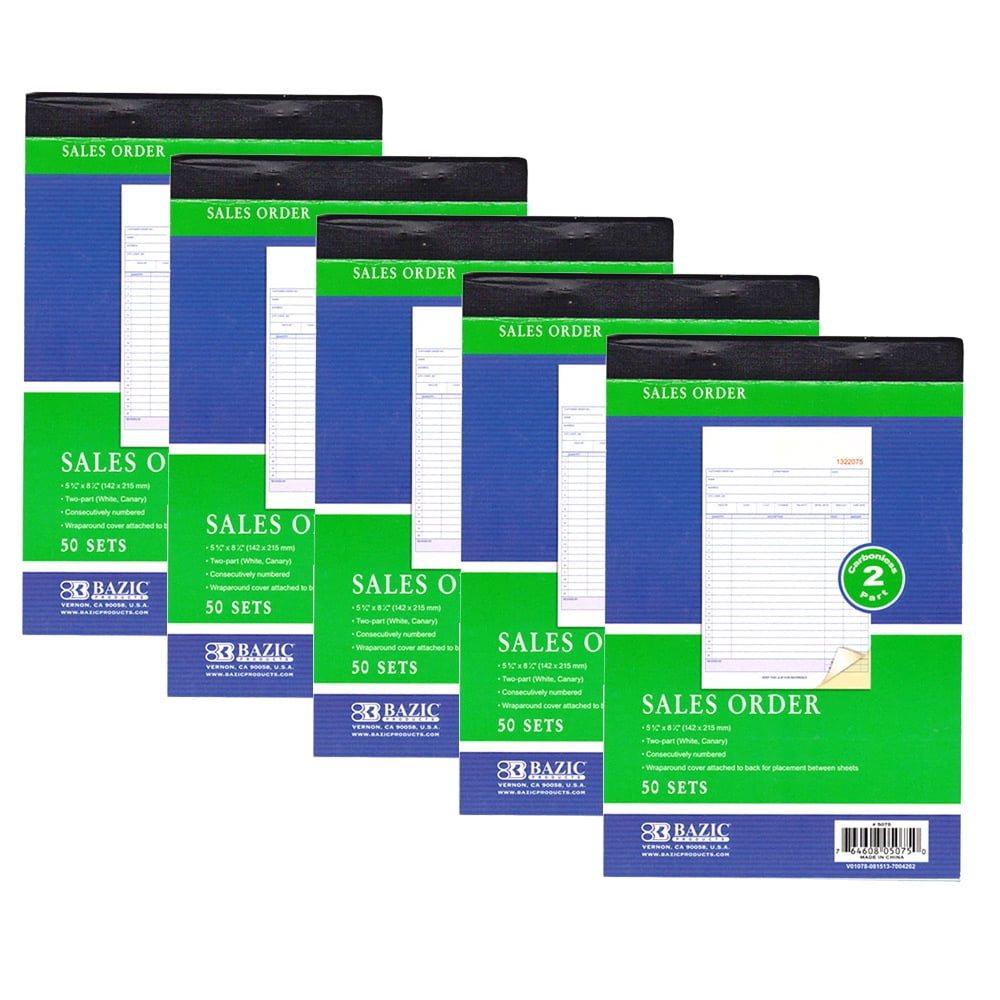 All Top Bargains 5x Carbonless Sales Order Record Book, 2 Part 50 Sets ...