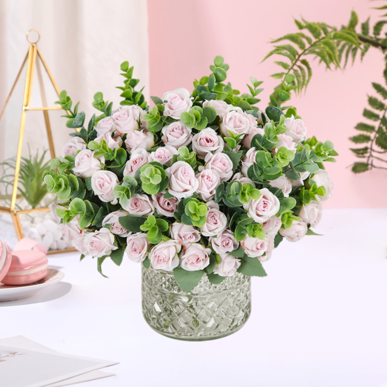 Under $5 Boovnll Artificial Flowers, Fake Bouquet UV Resistant Silk ...