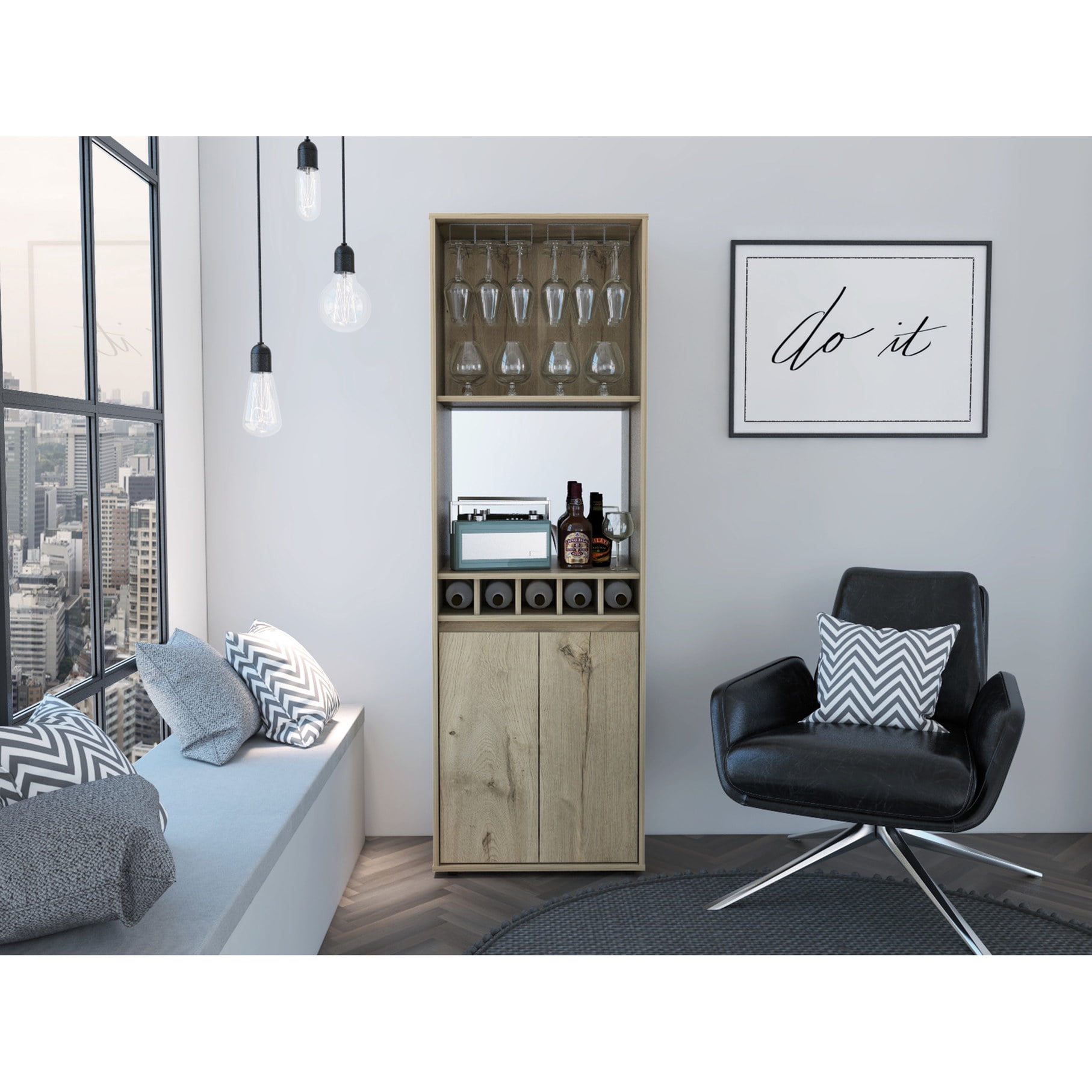 5 - Bottle Capacity, 2 - Door Design - Secure and Organized Beverage ...