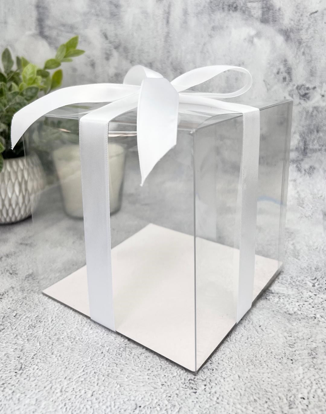5 Boxes Clear Gift Box 6X6X6 inch with Gold/White Flat Insert for Mug ...
