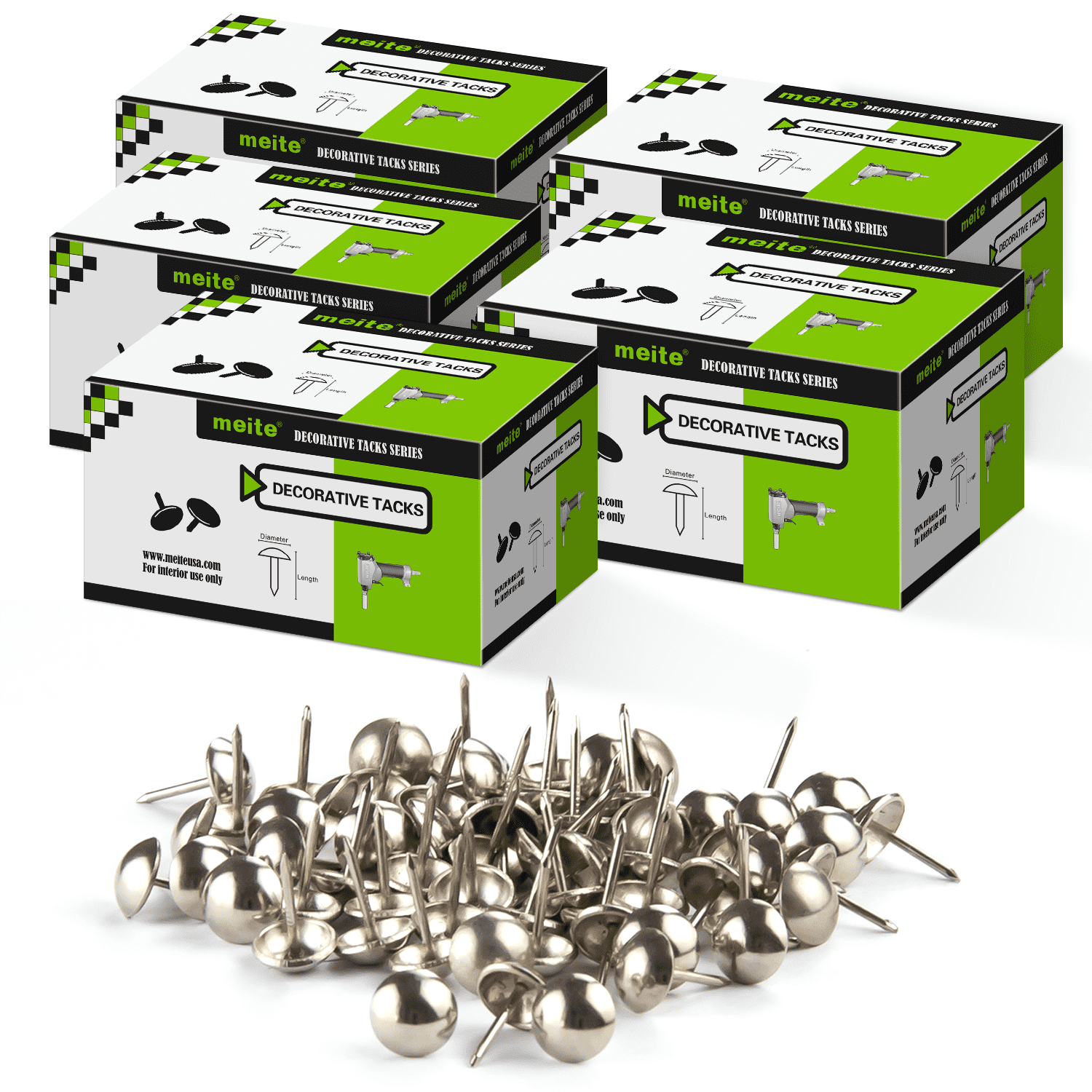 5 Boxes MEITE Upholstery Tacks 3/8-inch Head Dia. Silver Tack Nails ...
