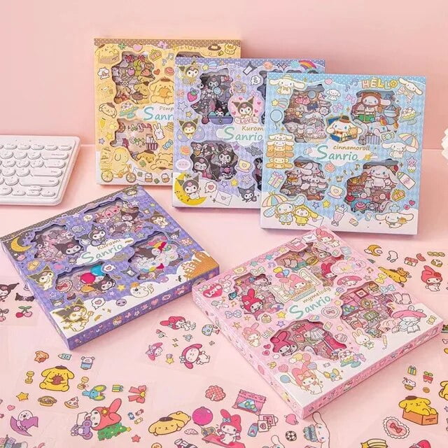 5 Boxes Set Sanrio Sticker Hello Kitty Cartoon Cute Diy Hand Account ...