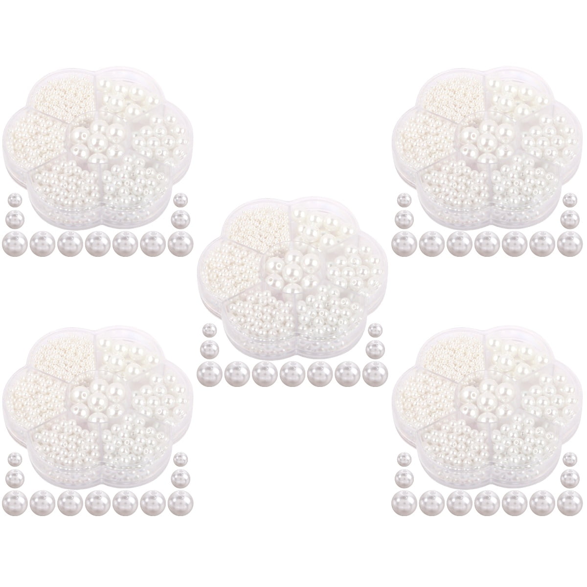 5 Boxes of Fake Beads Round Polished Loose Beads with Holes for Wedding ...