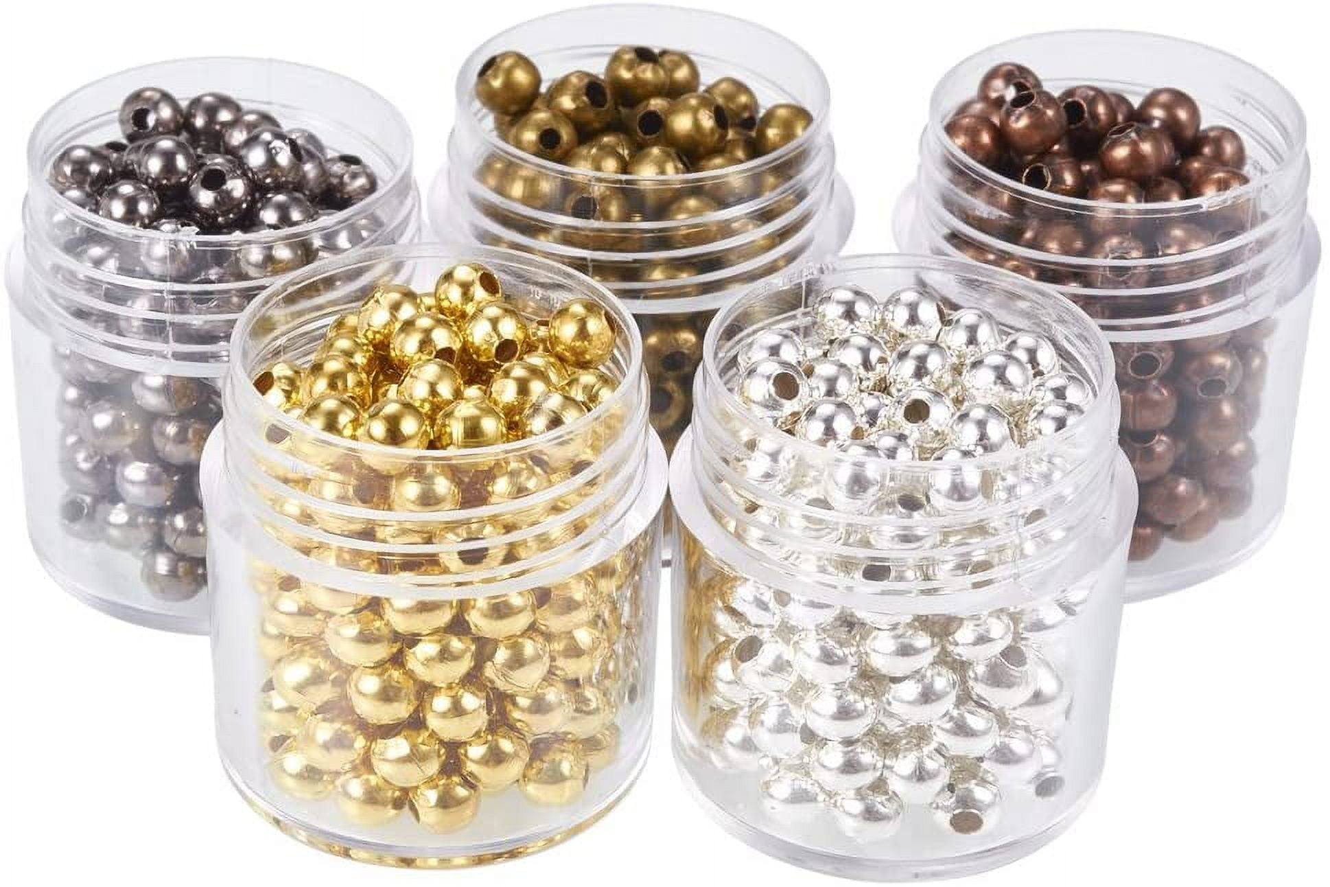 5 Boxs 4mm 5 Color Iron Round Spacer Beads Metal Tiny Smooth Beads ...