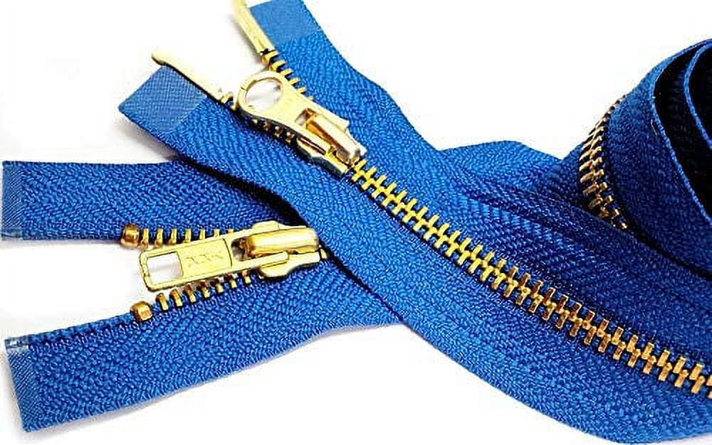 #5 Brass 2-Way Medium Weight Victoria Blue Metal Separating YKK Jacket ...