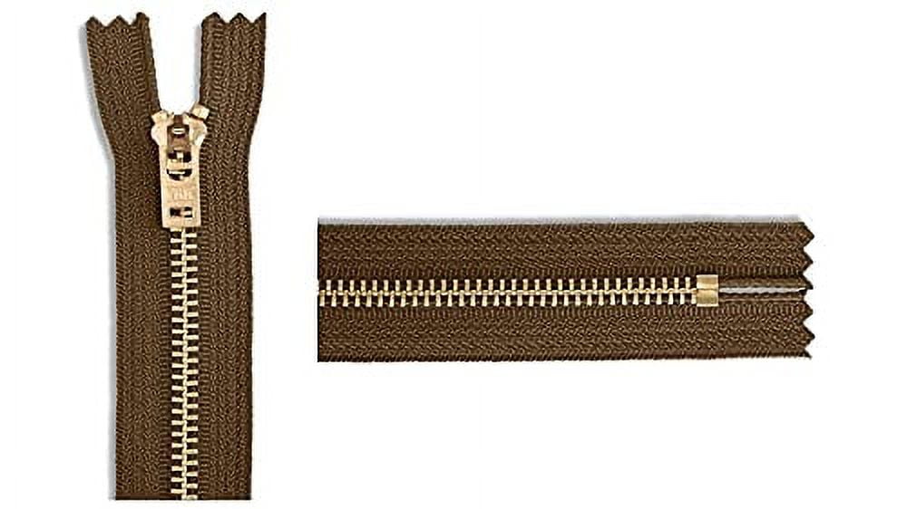 #5 Brass Jeans/Pants Brown Medium Weight YKK Zippers - Color: Brown #570 - Choose Your Length ...