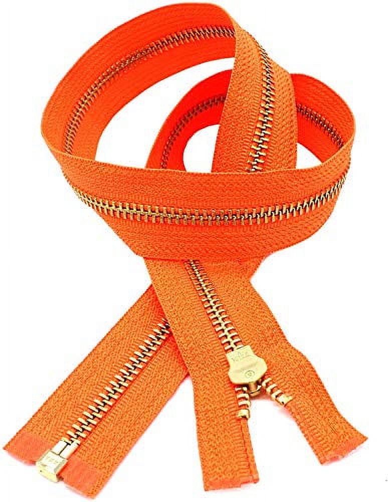 #5 Brass Medium Weight Orange Metal Separating YKK Jacket Zipper ...