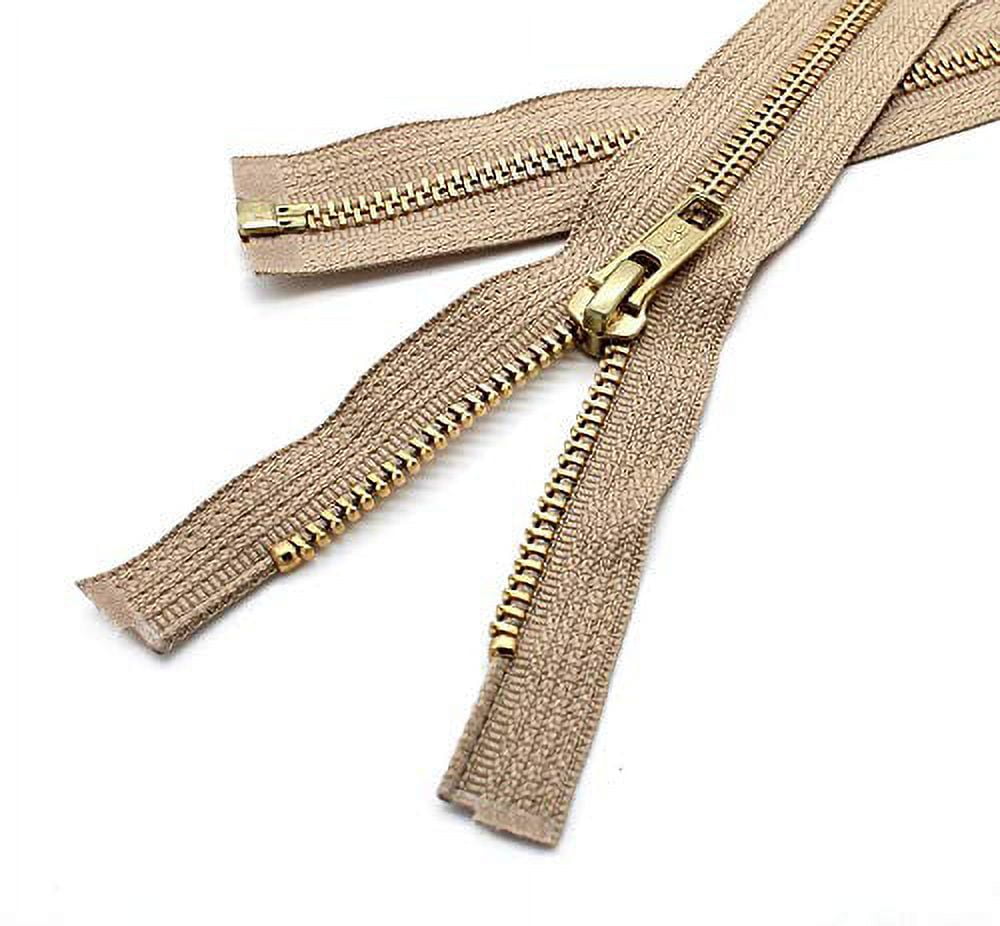 #5 Brass Metal Separating YKK Jacket Zipper - Choose Your Color & Length (Beige, Brown, Navy, Or ...