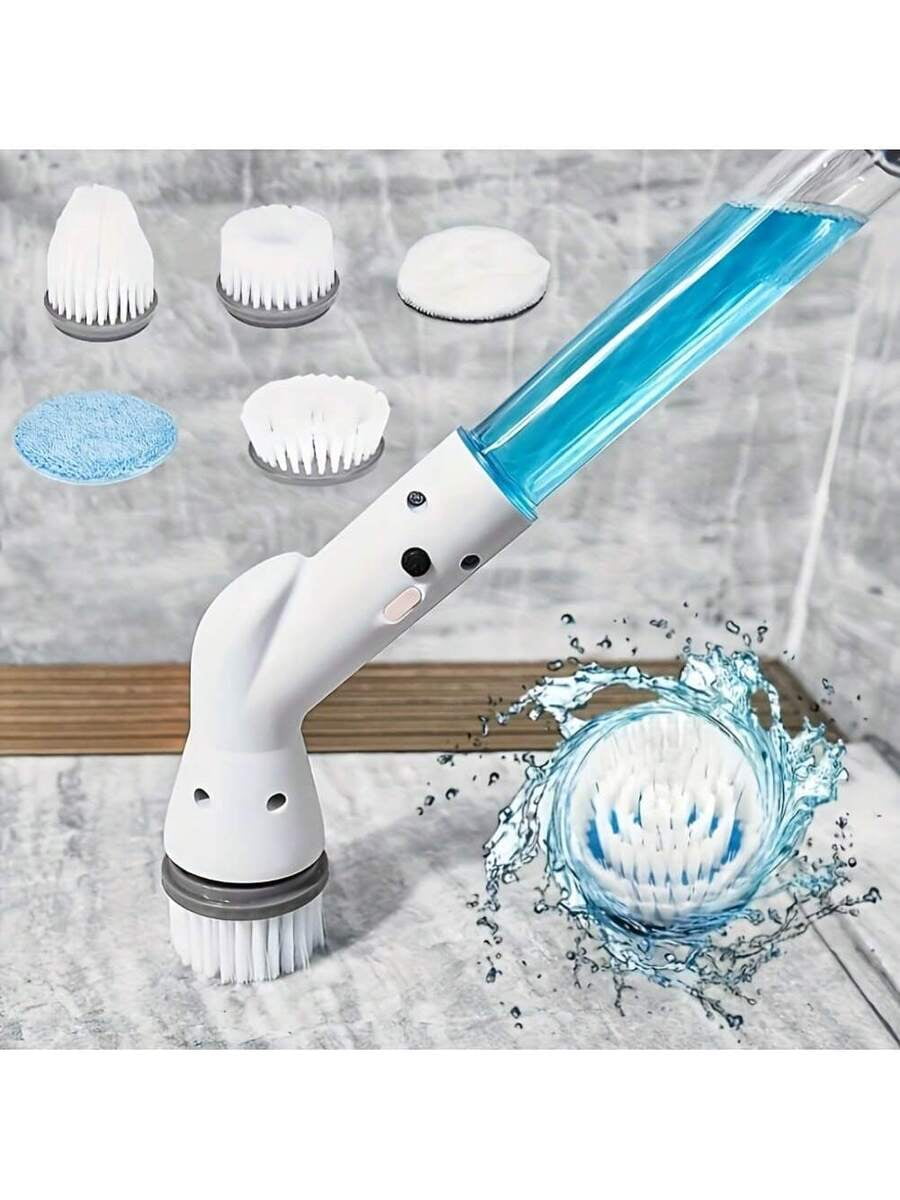 5-Brush Cordless Electric Spin Scrubber - USB Rechargeable ...